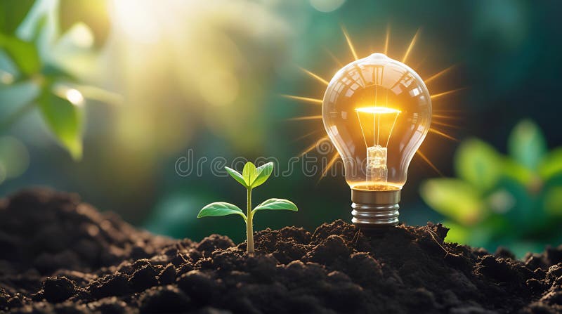 Illuminating Growth: a Seedling and Bright Light Symbolize Sustainable ...