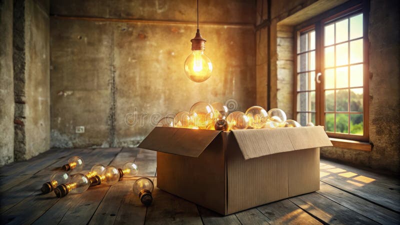 Illuminating Ideas a Box Full of Bright Potential and a Single Hanging ...