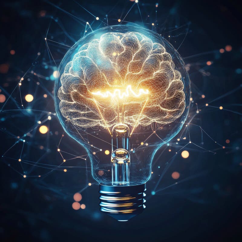 Illuminating Ideas: Brain Inside a Lightbulb Stock Illustration ...