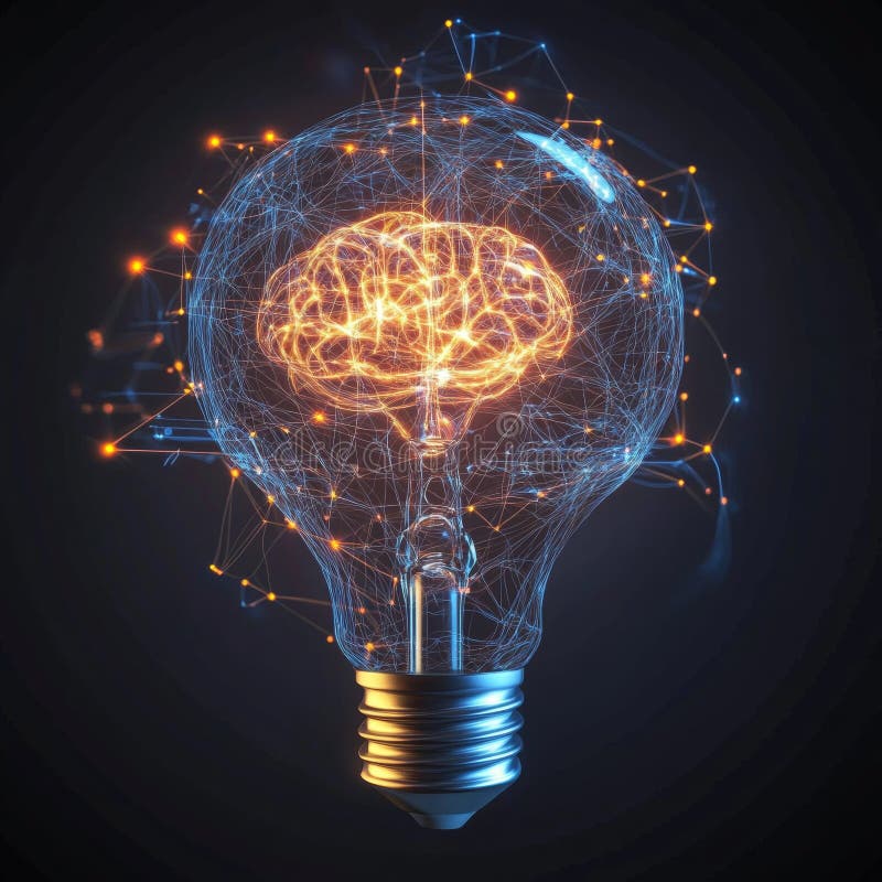 Illuminating Ideas: Brain in a Lightbulb Stock Illustration ...