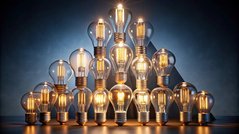 Illuminating Ideas a Collection of Glowing Filament Bulbs Arranged in a ...