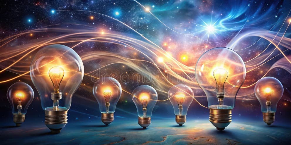 Illuminating Ideas a Cosmic Array of Bright Light Bulbs Against a ...