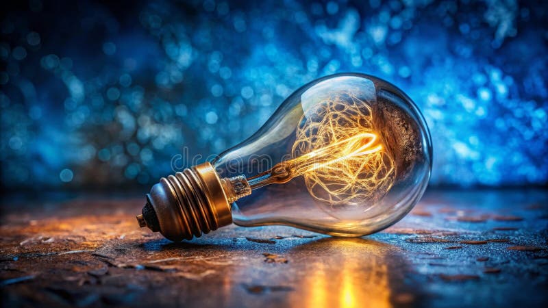 Illuminating Ideas a Glowing Filament Bulb on a Dark Surface ...