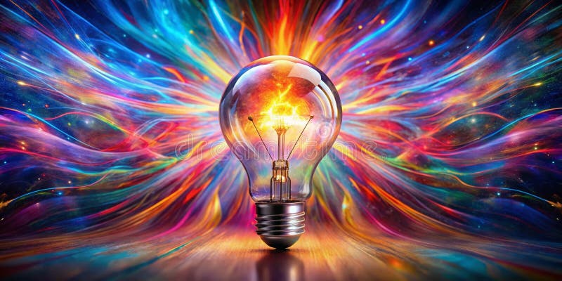 Illuminating Ideas a Glowing Lightbulb Against a Vibrant, Abstract ...