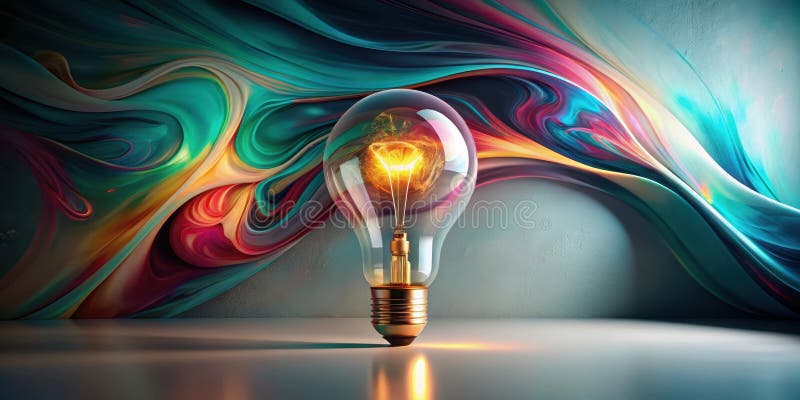 Illuminating Ideas a Glowing Lightbulb Against a Vibrant Abstract ...