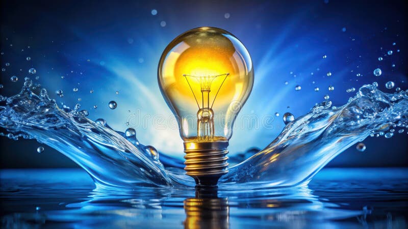 Illuminating Ideas a Glowing Lightbulb Emerges from a Splash of Water ...