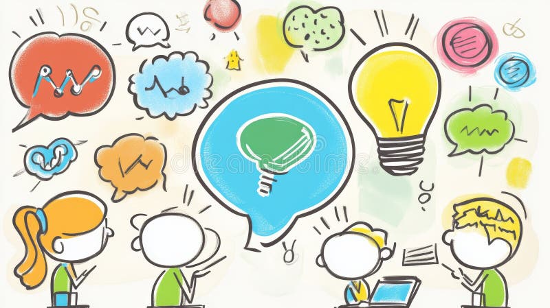 Illuminating Ideas, a Group of People Collaborating with Light Bulbs ...