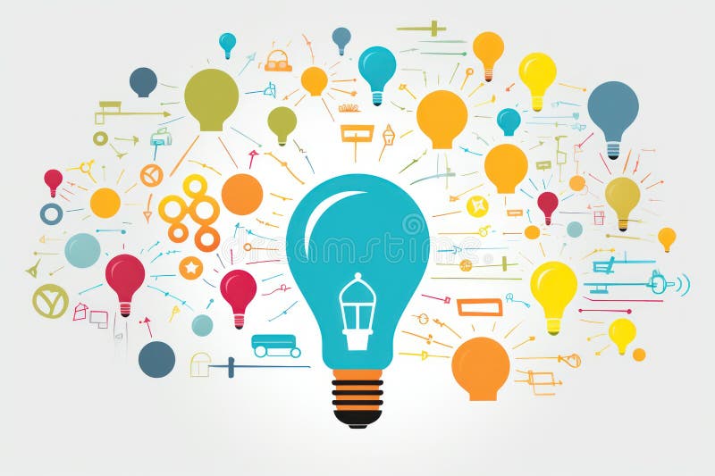 Illuminating Ideas: Lamps Symbolizing Creativity in Flat Layout ...