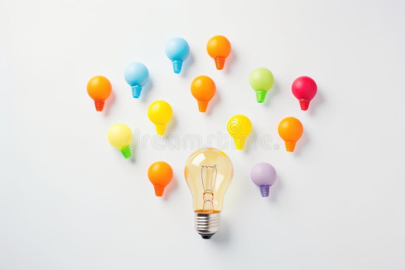 Illuminating Ideas: Lamps Symbolizing Creativity in Flat Layout ...