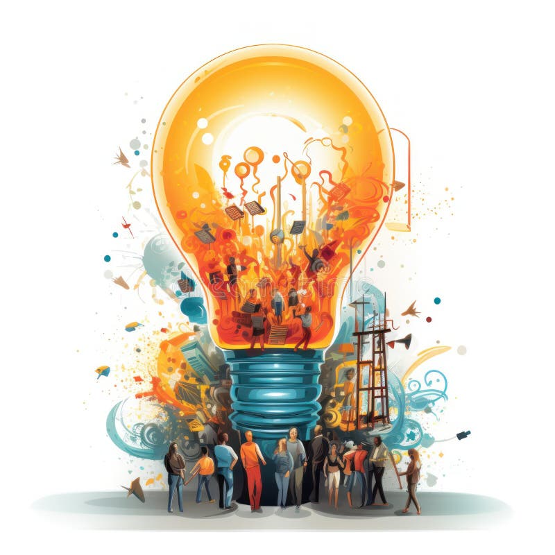 Illuminating Ideas: Lamps Symbolizing Creativity in Flat Layout ...