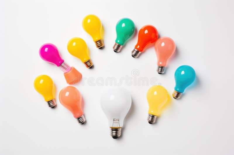 Illuminating Ideas: Lamps Symbolizing Creativity in Flat Layout ...