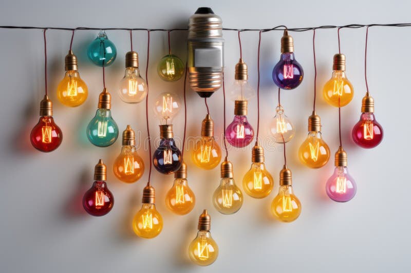 Illuminating Ideas: Lamps Symbolizing Creativity in Flat Layout ...