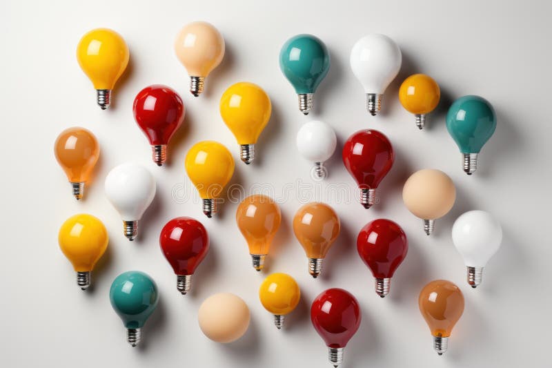 Illuminating Ideas: Lamps Symbolizing Creativity in Flat Layout ...