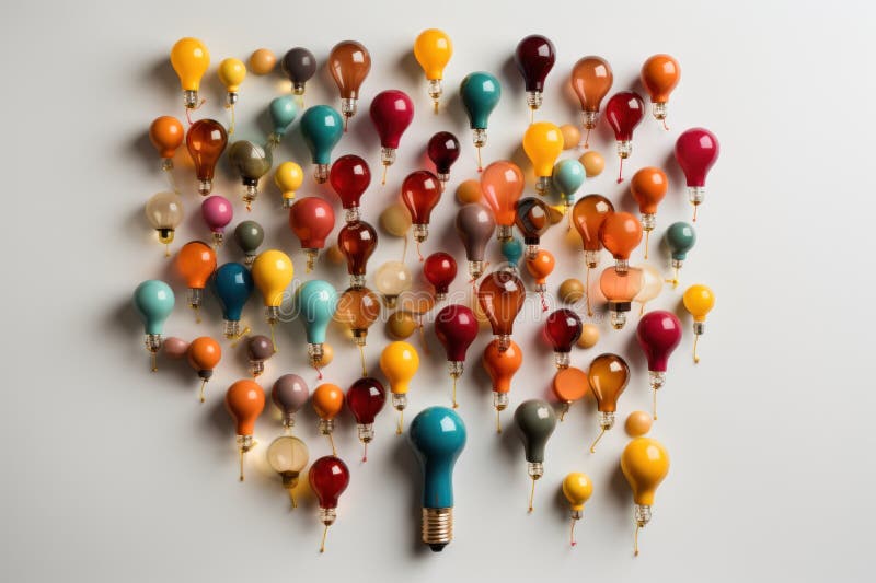 Illuminating Ideas: Lamps Symbolizing Creativity in Flat Layout ...