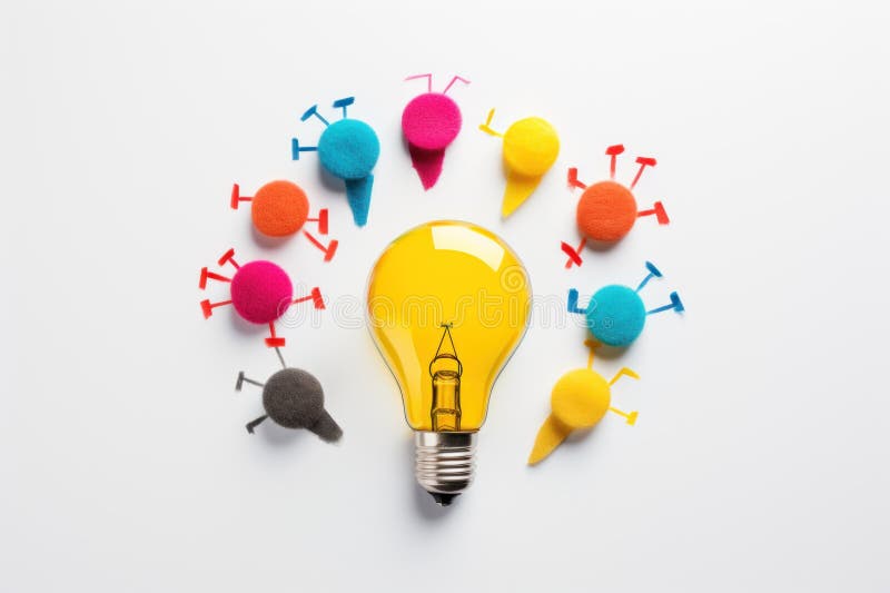 Illuminating Ideas: Lamps Symbolizing Creativity in Flat Layout ...