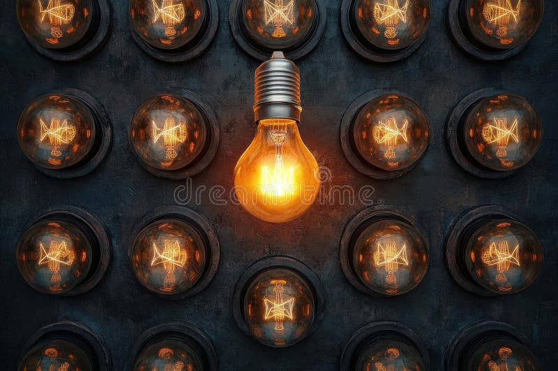 Illuminating Ideas, a Shining Lightbulb in Dark Background and Energy ...