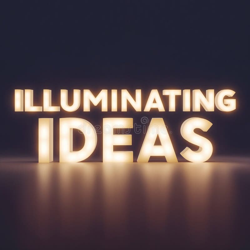 Illuminating Ideas Text in Bold Glowing Letters on Dark Background ...