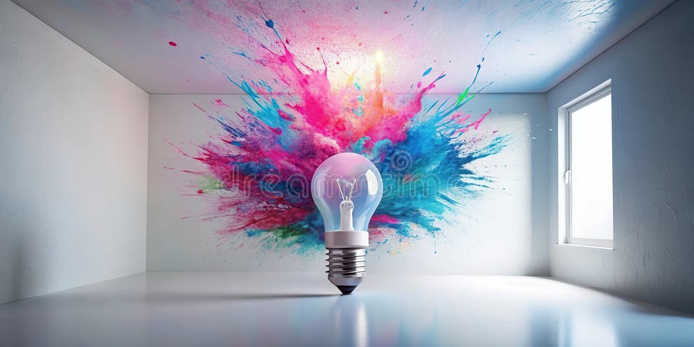 Illuminating Imagination a Lightbulb Exploding with Vibrant Hues in a ...