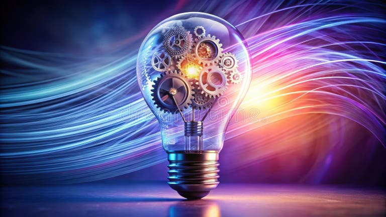 Illuminating Innovation a Glass Lightbulb Filled with Interlocking Gears, Symbolizing the ...