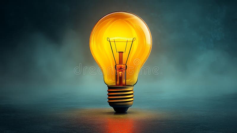 Illuminating Innovation, a Single Light Bulb on Table Symbolizing Ideas ...