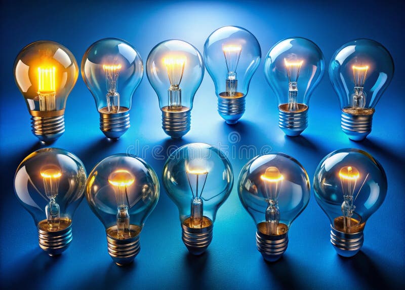 Illuminating Innovative Concepts Sparkling Ideas on a Dynamic Blue ...