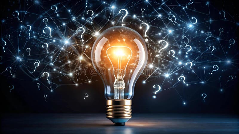 Illuminating Insights a Glowing Light Bulb Amidst a Constellation of ...