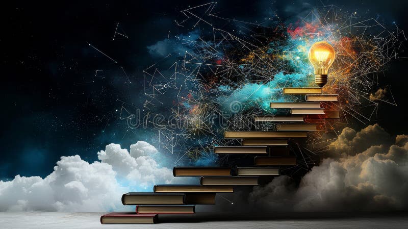 Illuminating Knowledge: a Creative Stack of Books Highlighting the ...