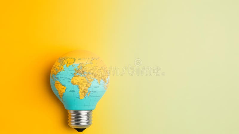 Illuminating Light Bulb Featuring Intricate Map Design Symbolizing ...