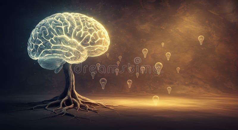 Illuminating Mindscape: a Brain Tree of Ideas and Inspiration Stock ...