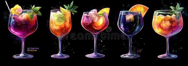 Illuminating Modern Hand-drawn Graphic of Cocktail and Alcohol ...