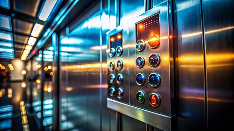 Illuminating the Modern Interior a CloseUp of Glowing Elevator Buttons ...