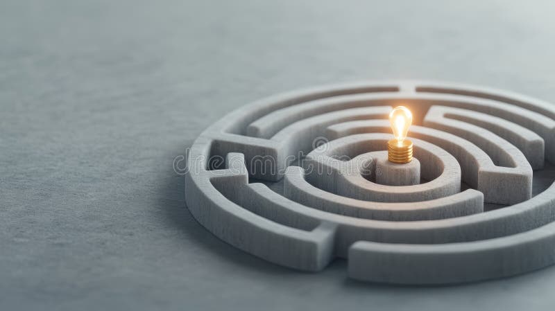 Illuminating the Path To Success, a Light Bulb Shines in the Center of ...