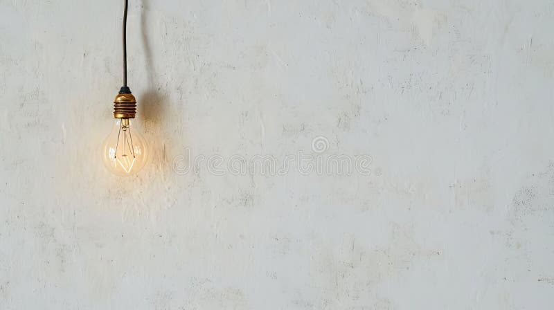 Illuminating Shadows: a Light Bulb Suspended from the Wall Stock Photo ...