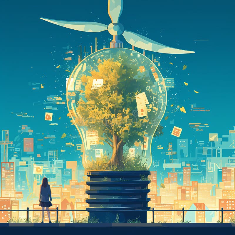 Illuminating a Sustainable Future: Harnessing Nature Stock Illustration ...