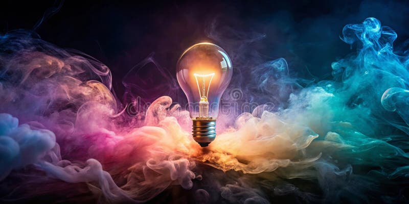 Illumination Emerging from Colorful Vapor Clouds a Symbol of Creative ...