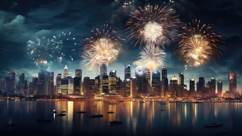 Illumination fire work stock illustration. Illustration of colorful ...