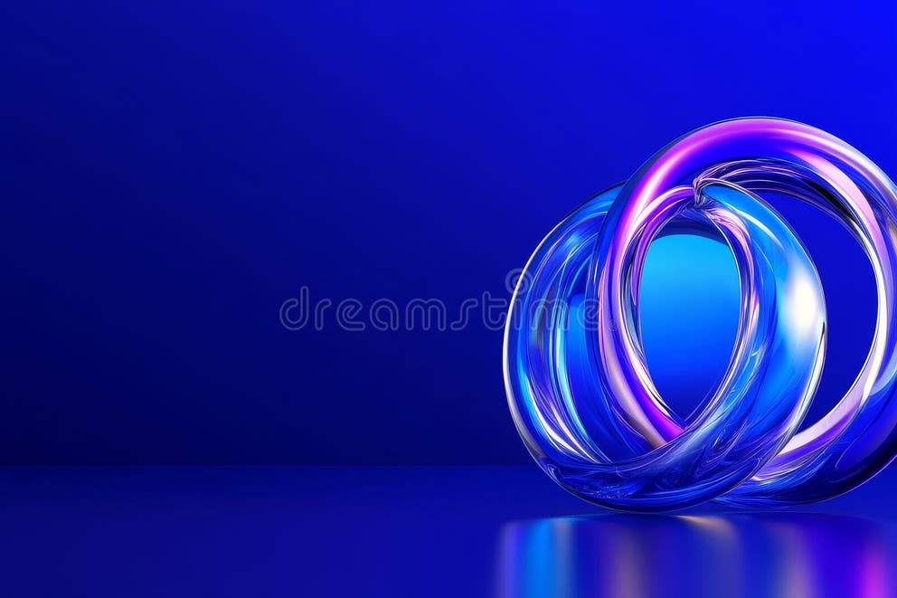 Illumination Highlighted the Intertwining of Abstract Dark Blue Ribbons ...