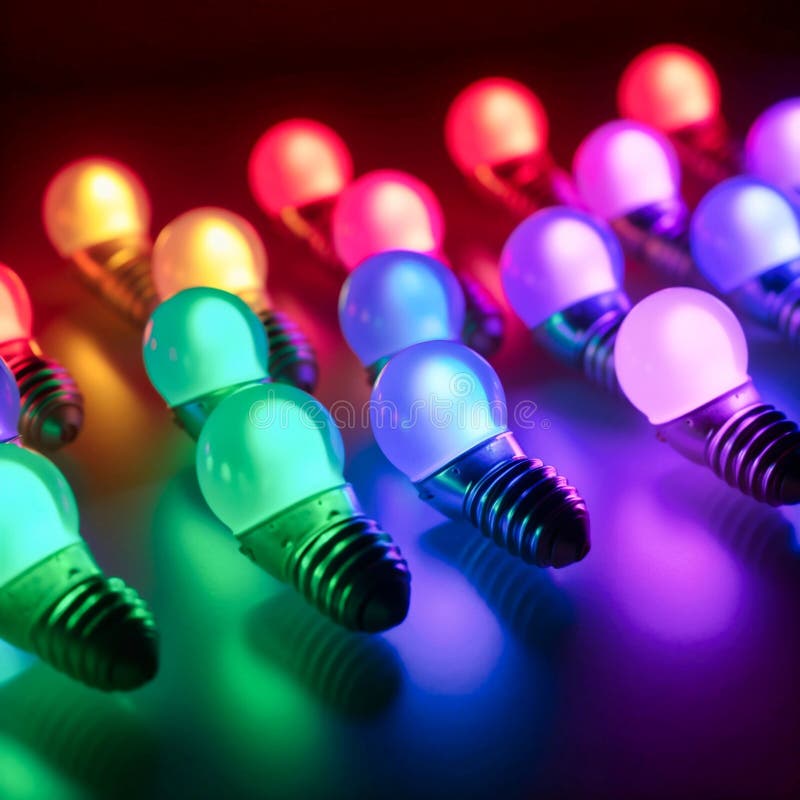 Illumination of LED Colored Light Bulbs Possible, Generative AI Stock ...