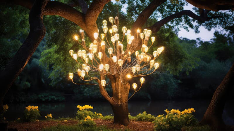 Illumination Light Bulb Tree Stock Illustration - Illustration of ...