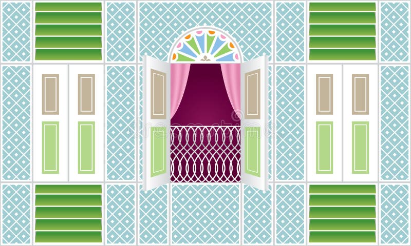 Beautiful Traditional Malay Style Wooden Window Frame. Stock Vector ...