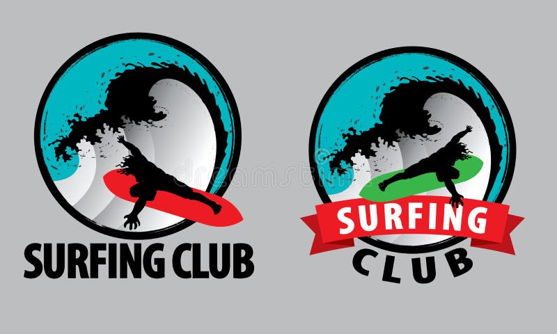 Variety Surfing Club Logos. Stock Vector - Illustration of side, surfer ...