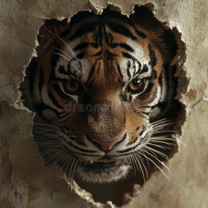 An Illusion Created by Paint Shows a Wild Animal Coming Out of a Wall ...