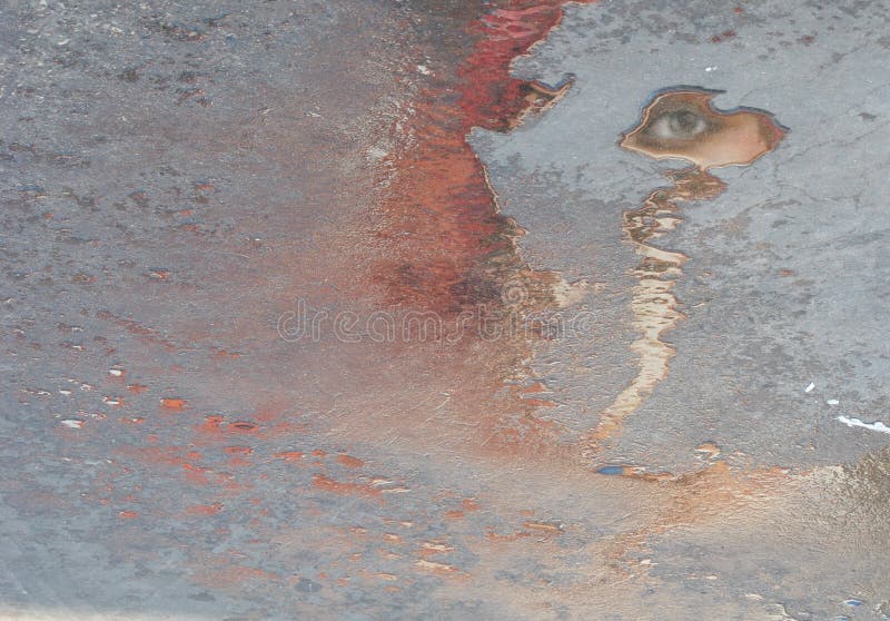Illusion. Eye in the Puddle Stock Image - Image of asphalt, nature ...