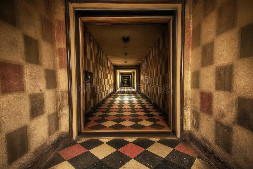 An Illusion Hallway Where Walls Move To Create Secret Paths Stock Illustration - Illustration of ...