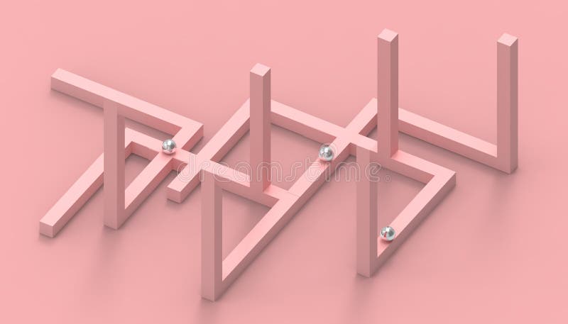 Illusion Impossible Shapes Box on Pastel Pink Background Stock ...