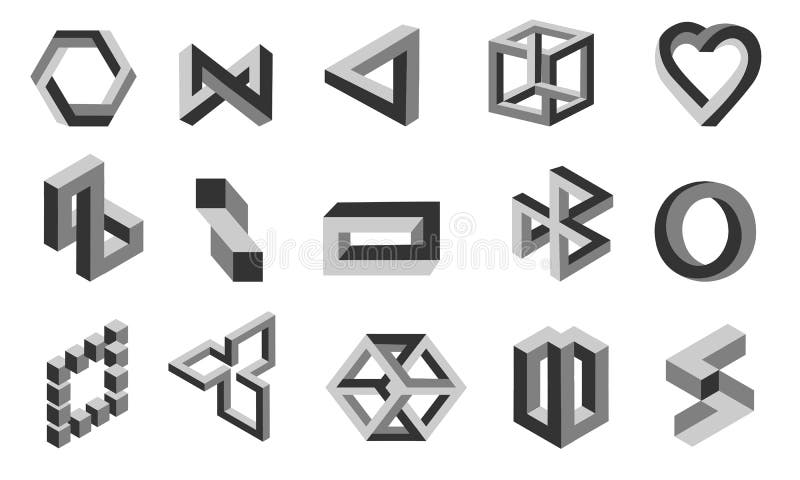 Illusion Shapes. Impossible Figures and Optical Delusion Collection ...