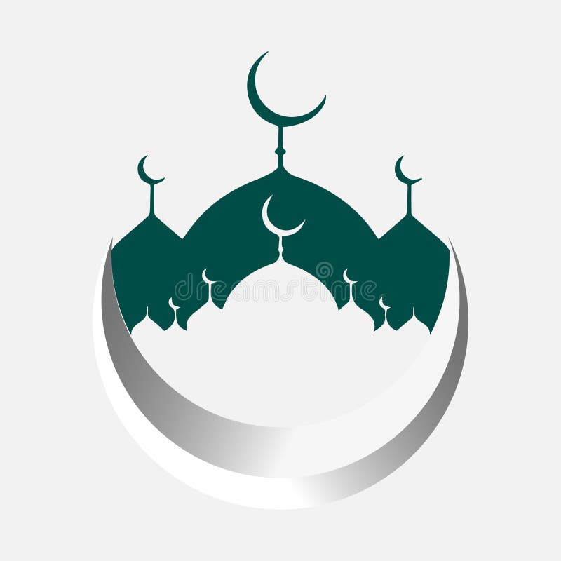 The Moon and the Mosque Above it with a Simple Shadow Stock Vector ...