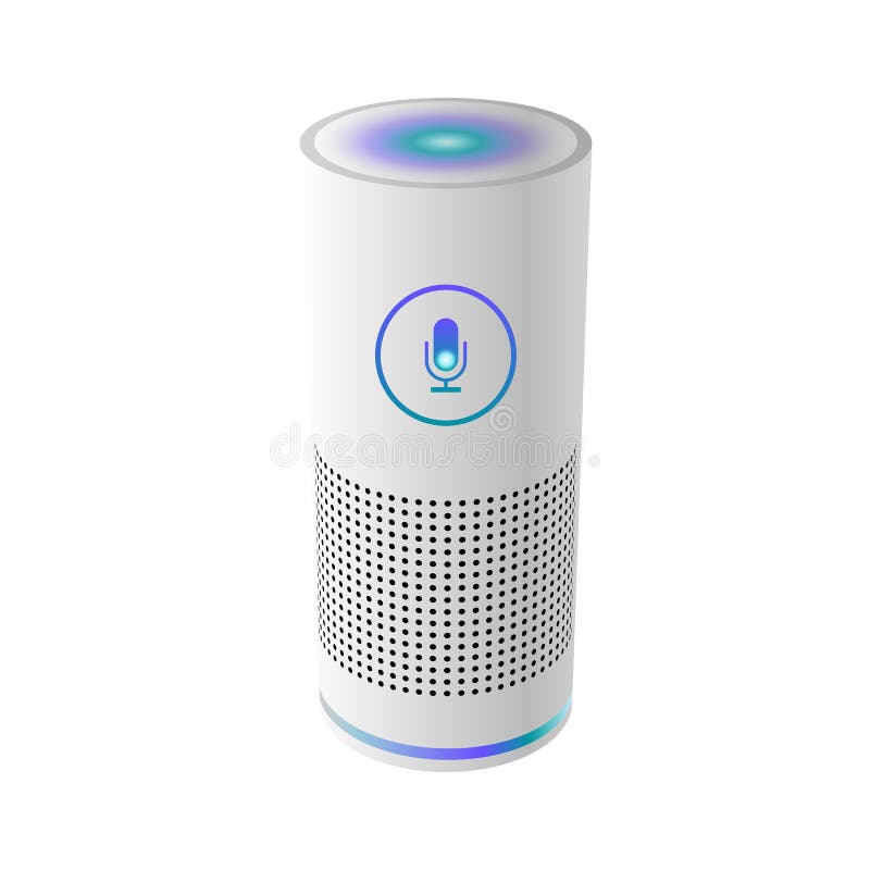 Voice Control User Interface Smart Speaker Blue Color Vector ...
