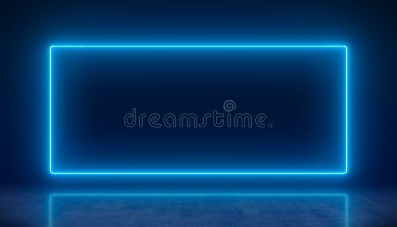 Illustation of Glowing Neon Rectangle in Blue Stock Illustration ...