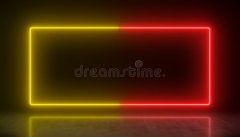 Illustation of Glowing Neon Rectangle in Red and Orange Stock ...